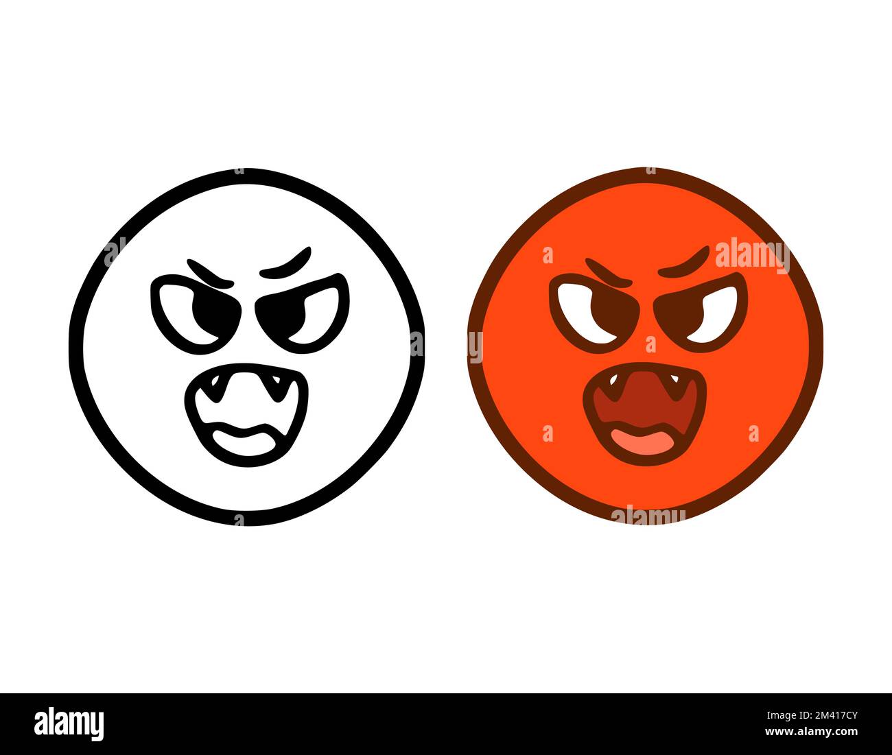 Angry emoticon in doodle style isolated on white background Stock ...