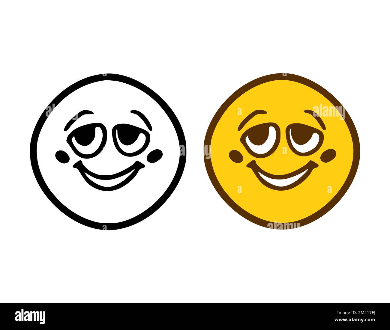 Happy emoticon in doodle style isolated on white background Stock ...