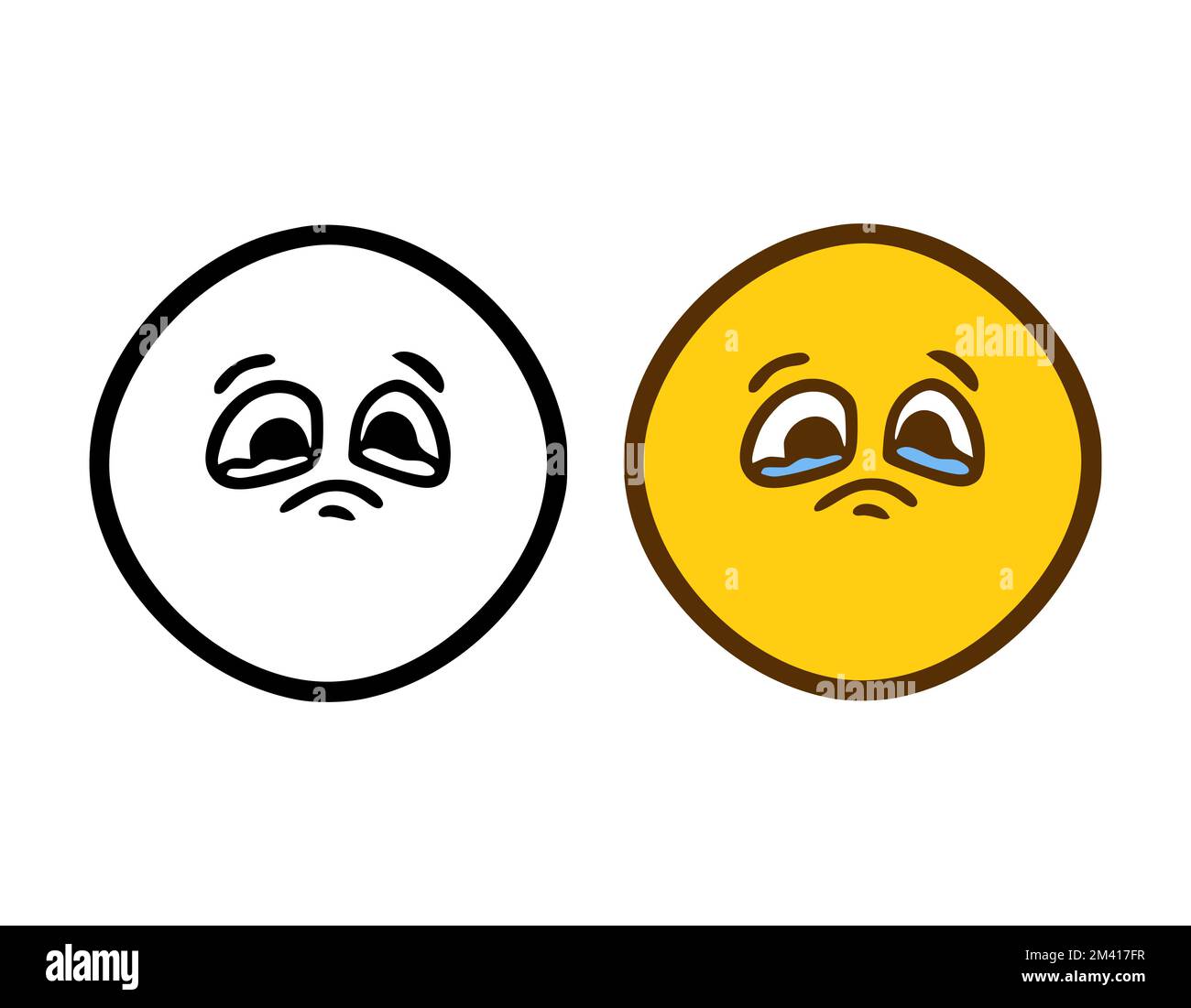 Crying emoticon in doodle style isolated on white background Stock ...