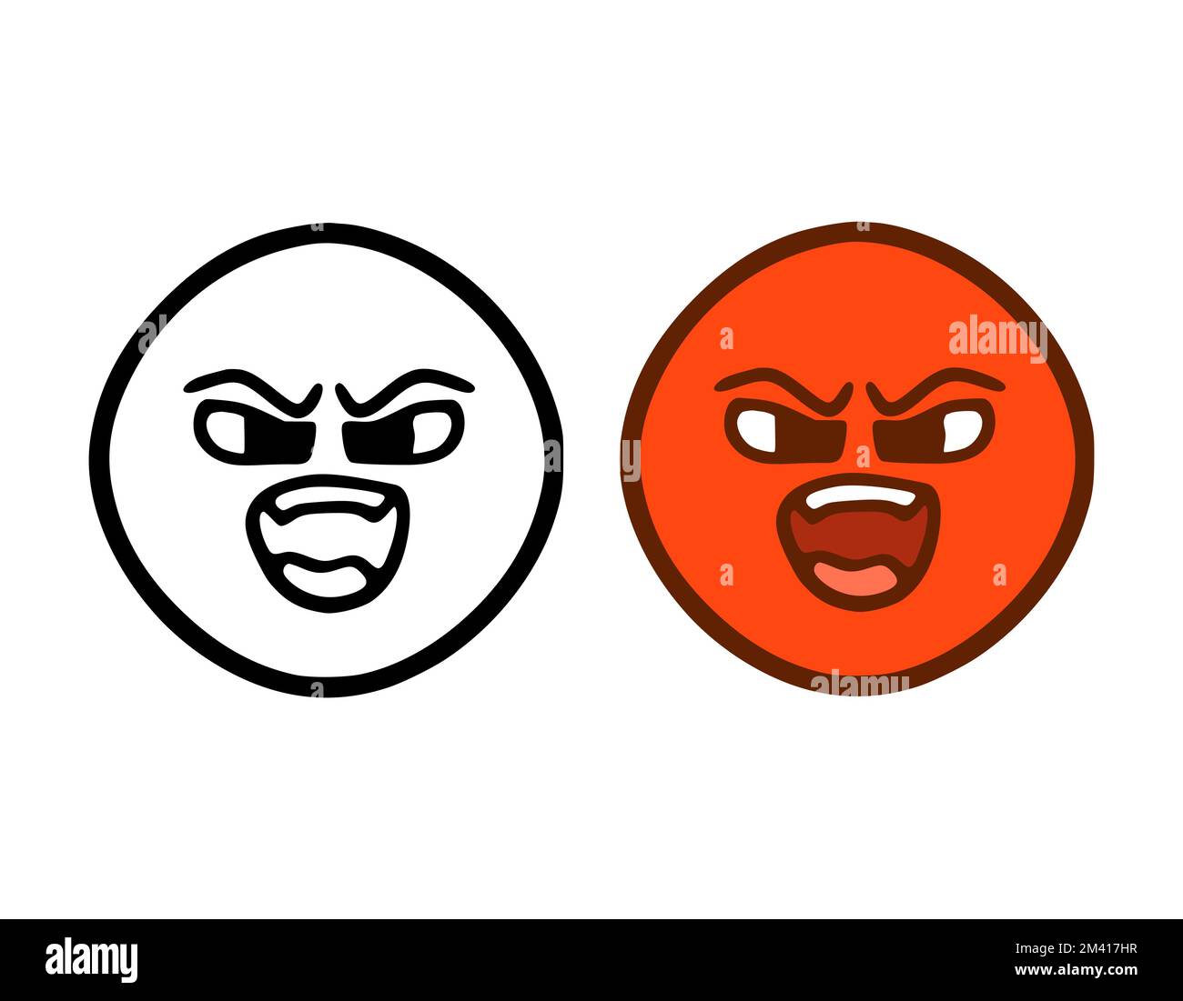 Angry emoticon in doodle style isolated on white background Stock ...