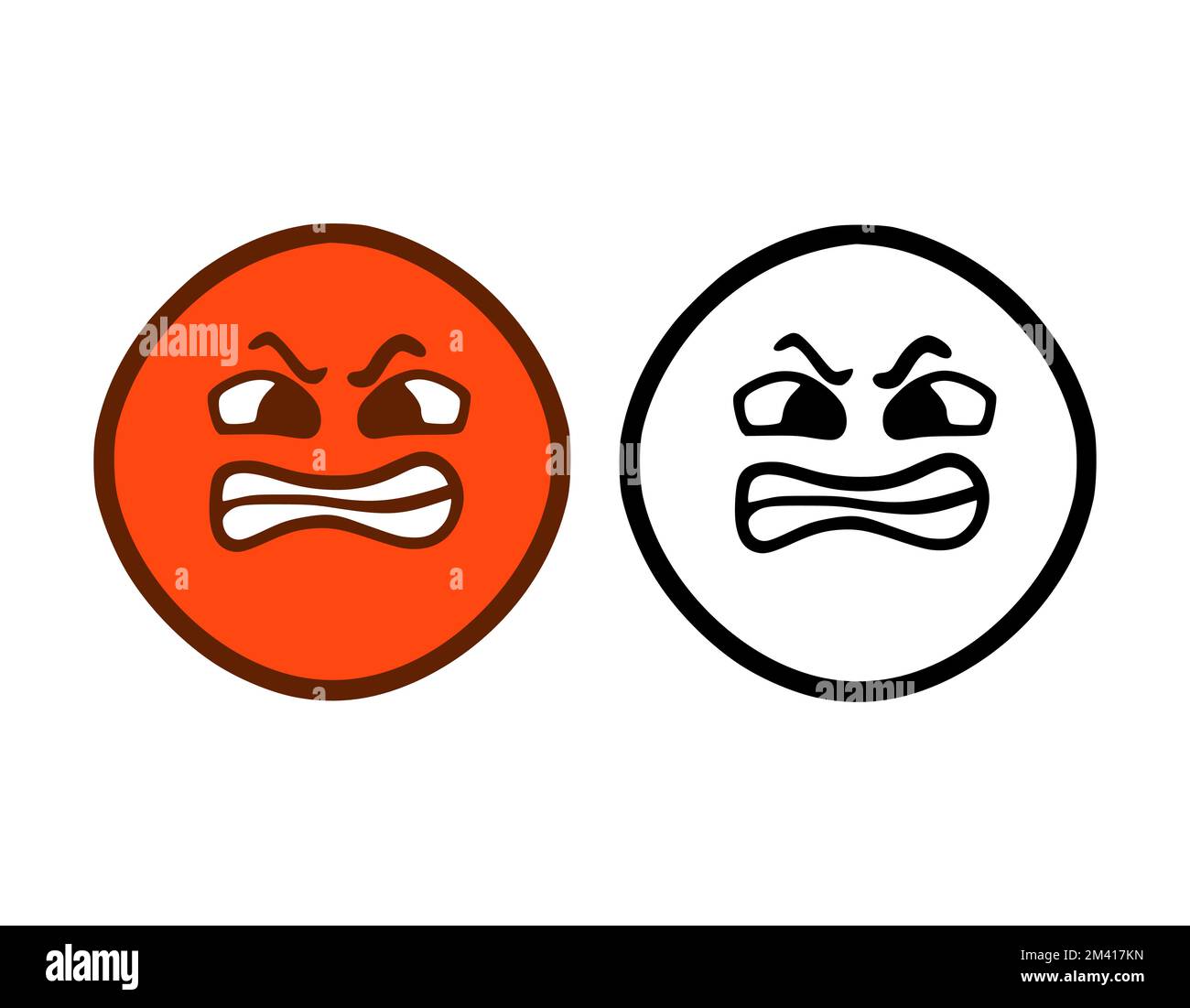 Angry emoticon in doodle style isolated on white background Stock ...
