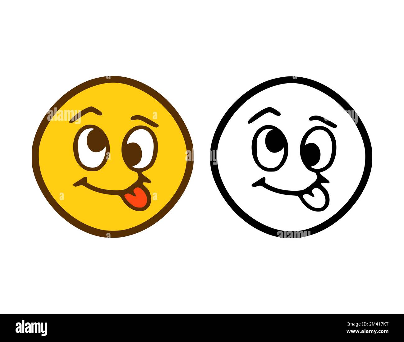 Stupid happy emoticon in doodle style isolated on white background ...