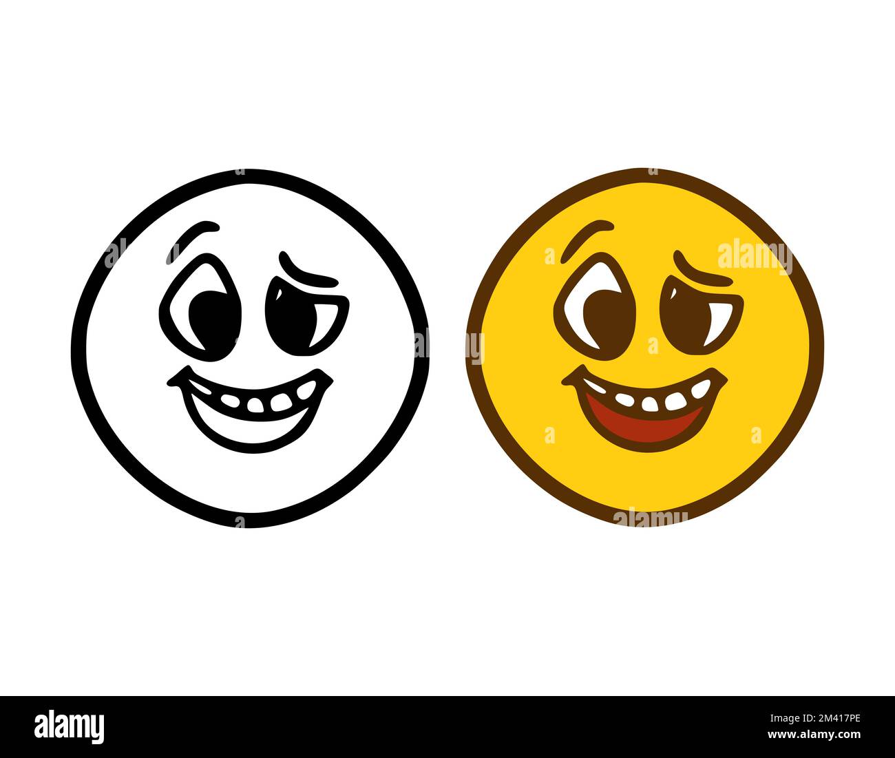 Happy emoticon in doodle style isolated on white background Stock ...