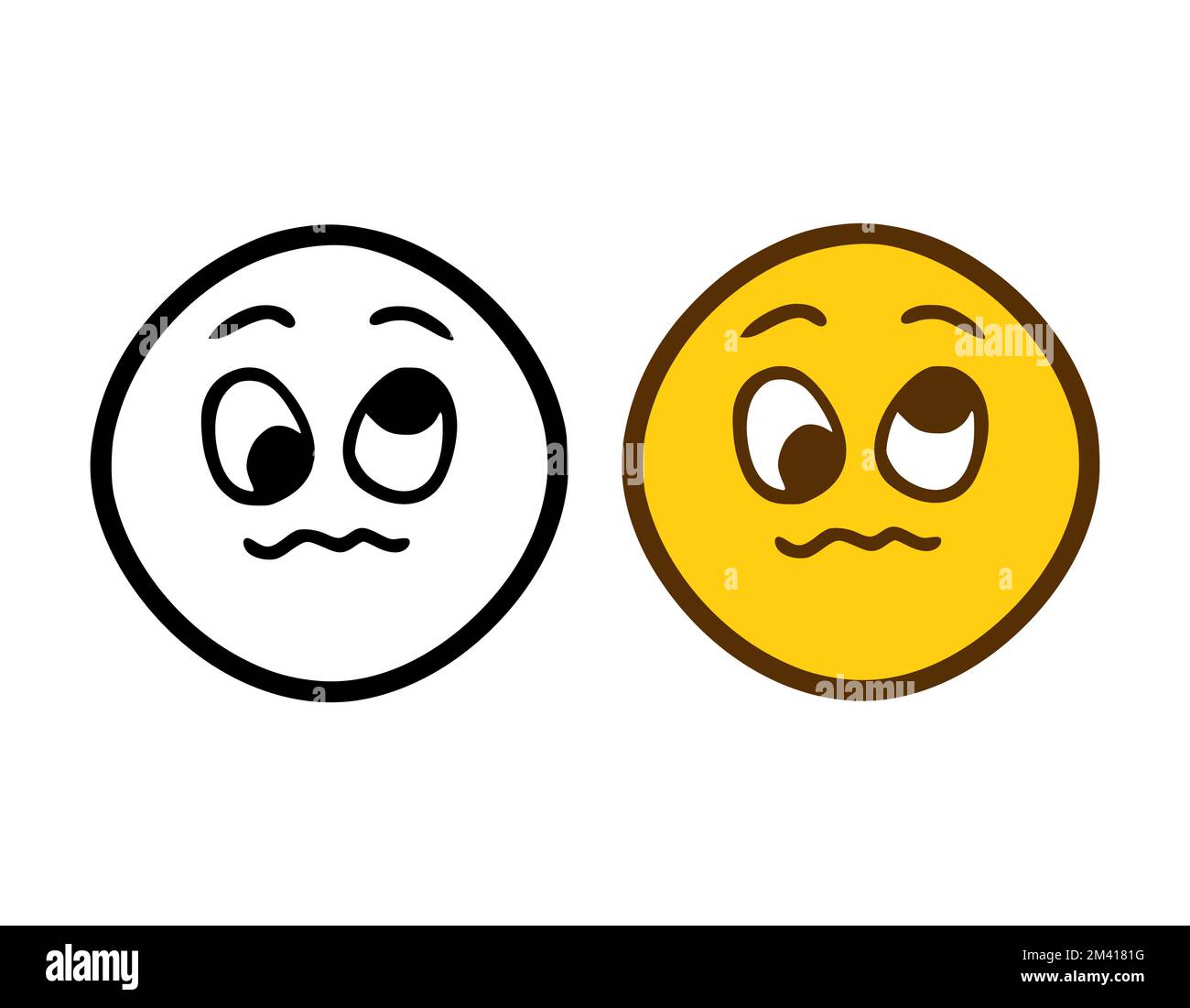 Stupid sad emoticon in doodle style isolated on white background Stock ...