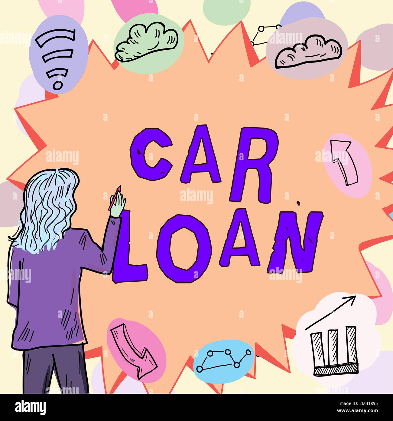 Conceptual caption Car Loan. Word for taking money from bank with big ...