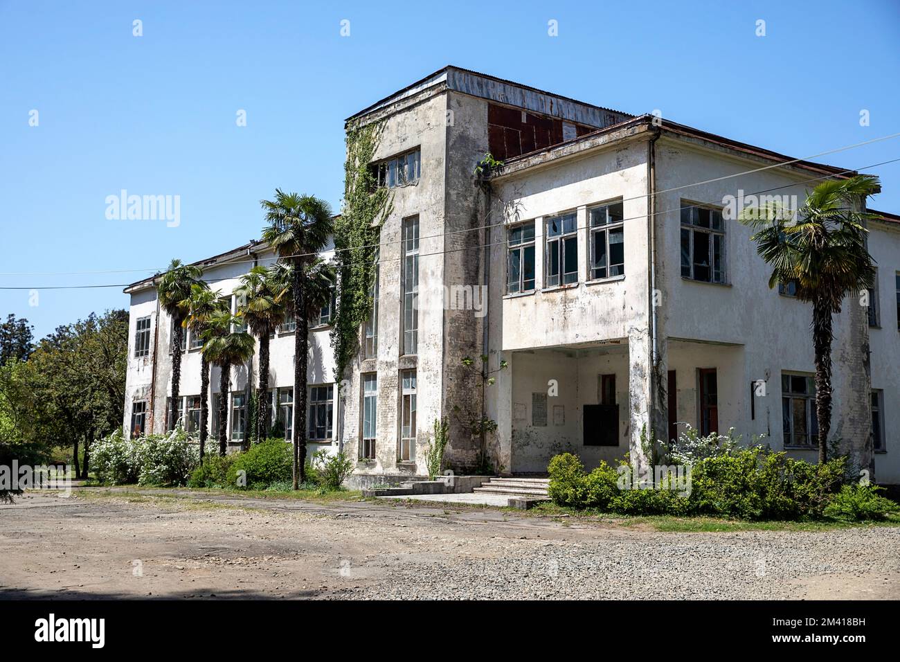Old abandoned building of Anaseuli tea plantations from Soviet era near ...