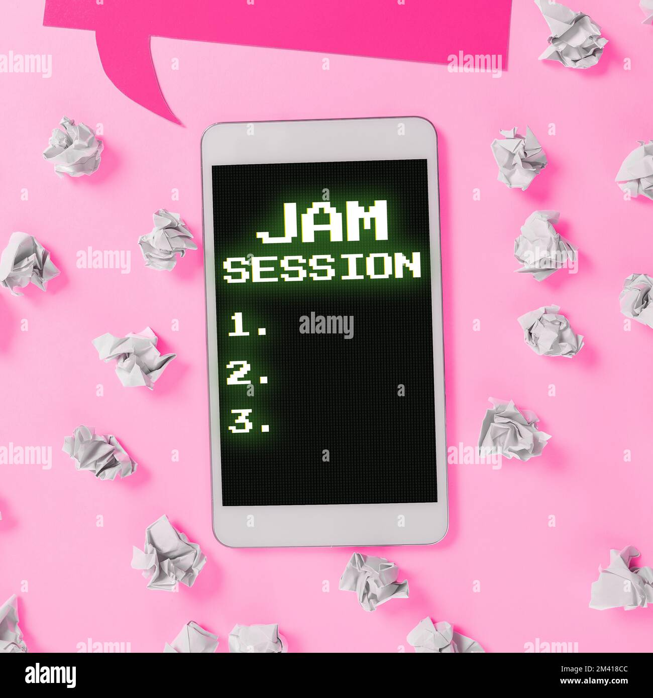 Text sign showing Jam Session. Concept meaning impromptu performance by ...