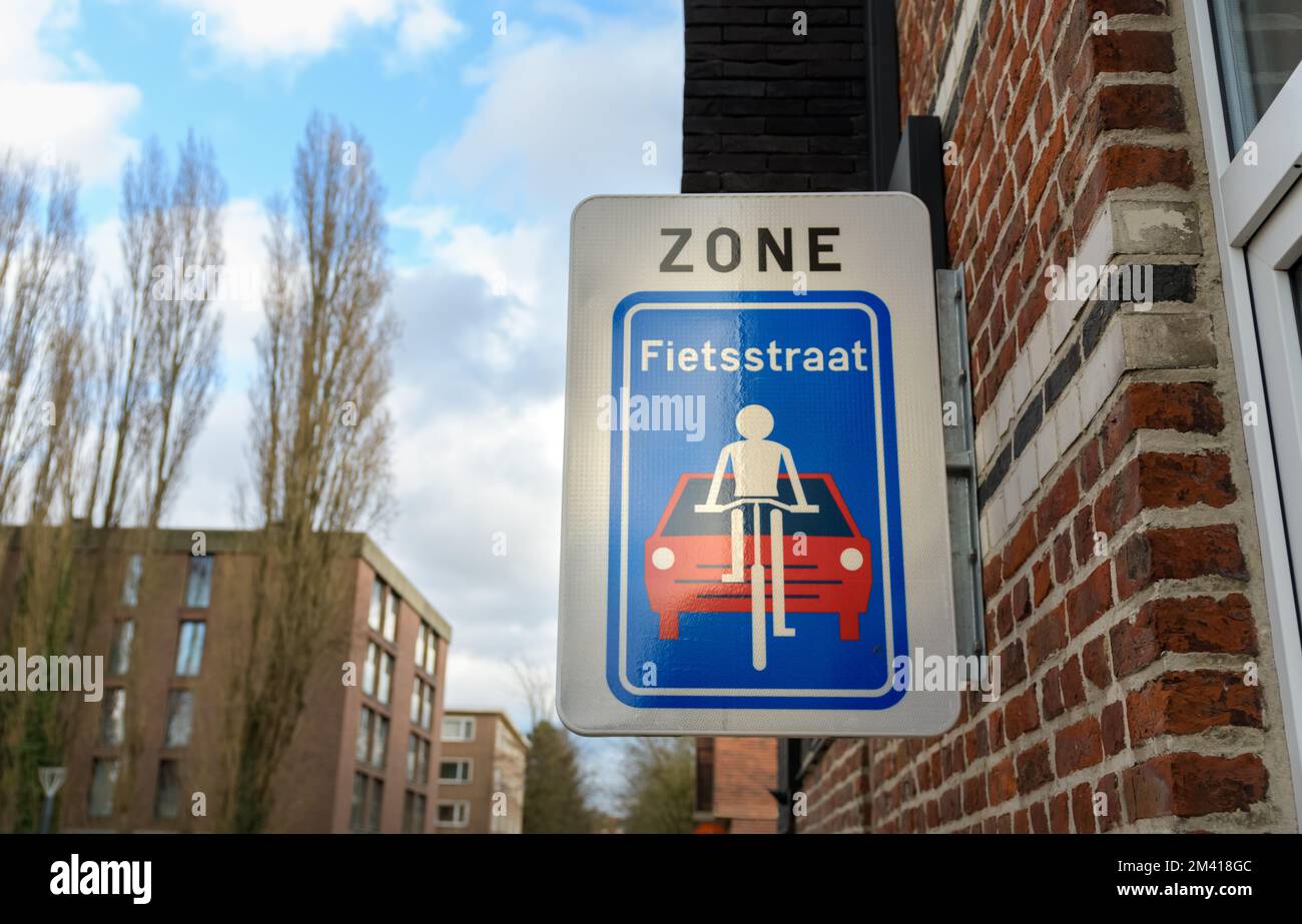 A road sign in Belgium indicating the benefits of cyclists on this ...