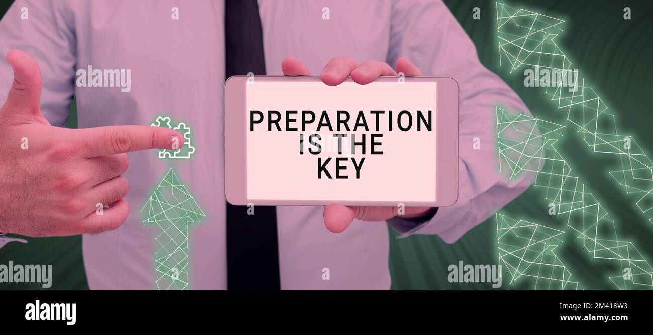 Sign displaying Preparation Is The Key. Conceptual photo action of ...