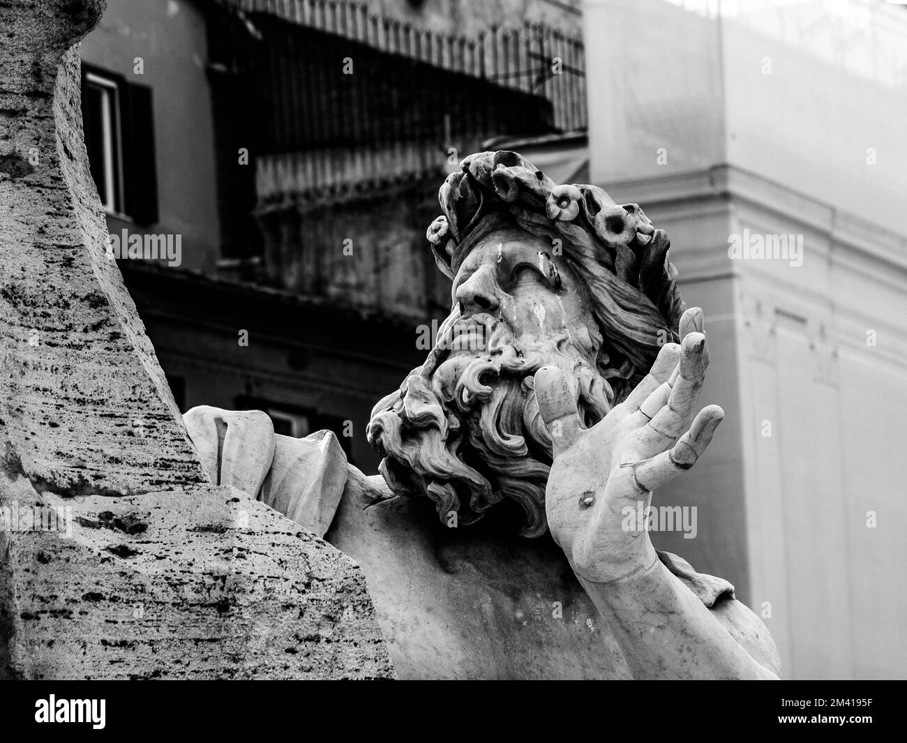 A black and white view of a statue in Rome in Italy Stock Photo - Alamy