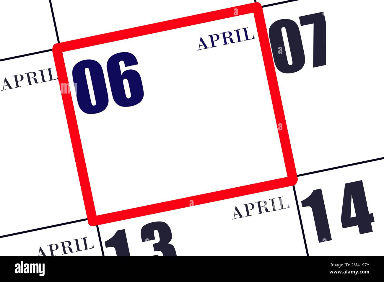 Date 7 April in a frame on the calendar, mockup, copy space. Calendar ...