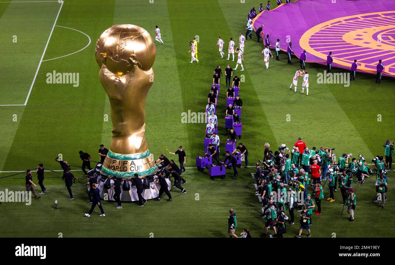 Doha, Qatar. 17th Dec, 2022. Air-filled World Cup trophy Croatia ...