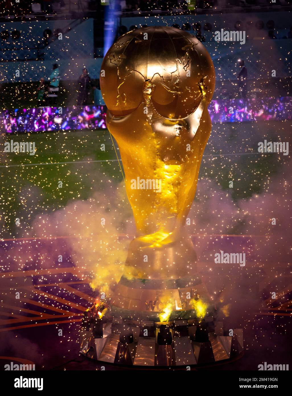 Doha, Qatar. 17th Dec, 2022. Air-filled World Cup trophy Croatia ...