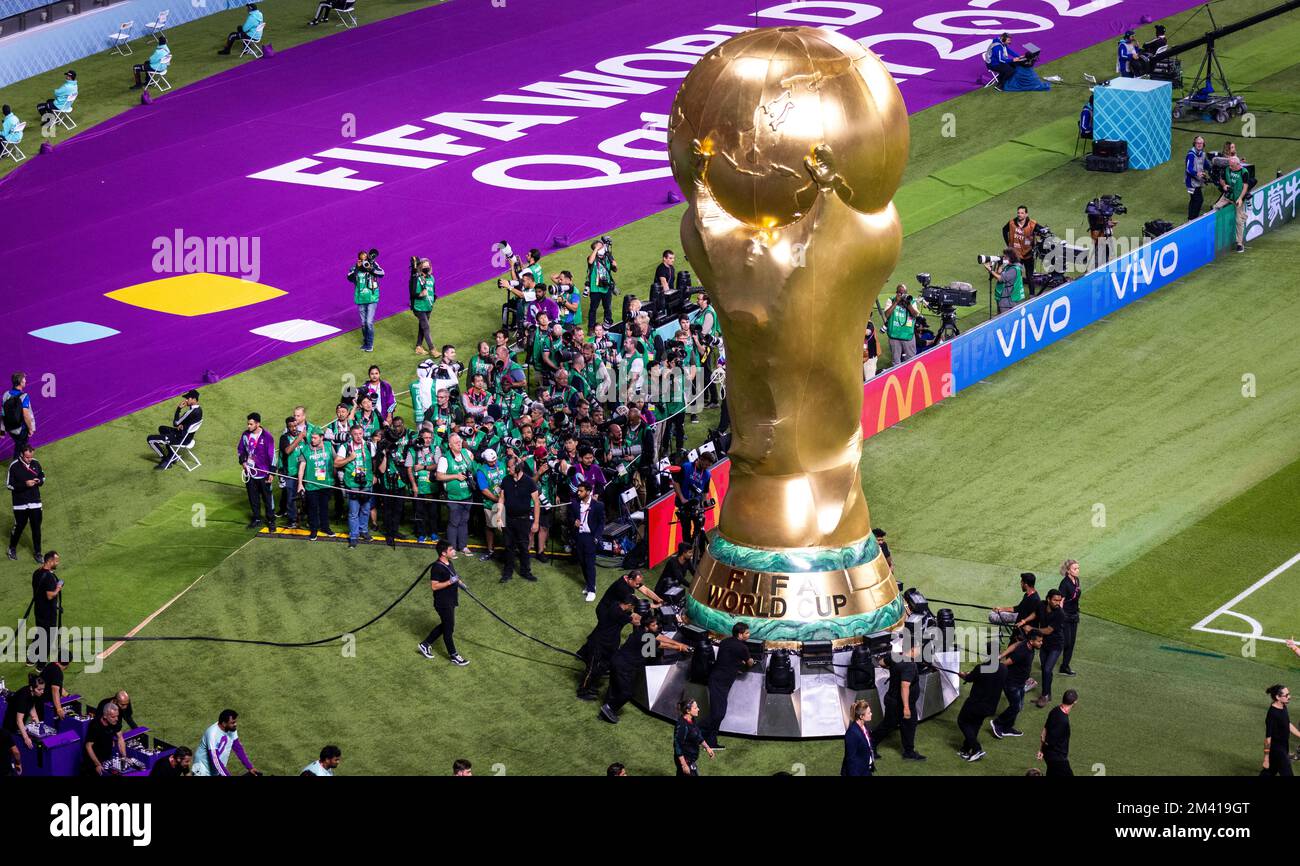 Doha, Qatar. 17th Dec, 2022. Air-filled World Cup trophy Croatia ...