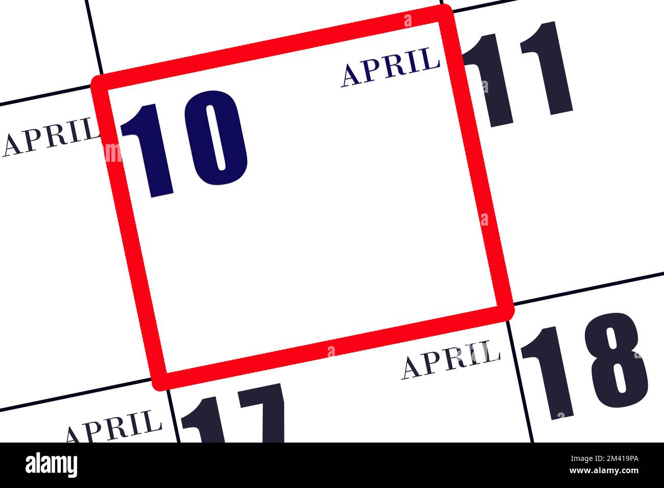 Date 11 April in a frame on the calendar, mockup, copy space. Calendar ...