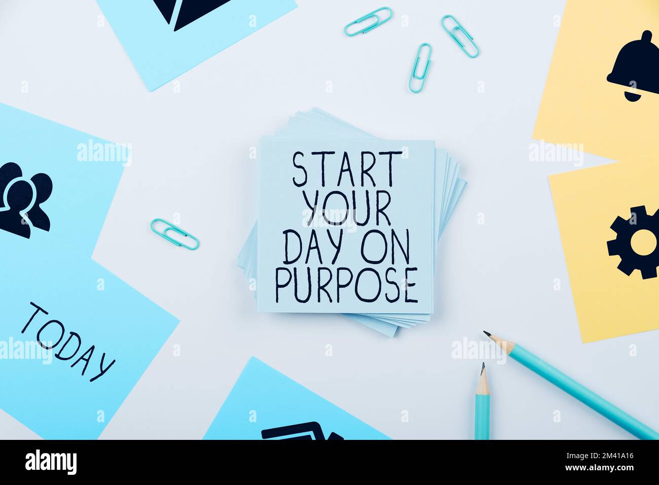 Inspiration showing sign Start Your Day On Purpose. Word Written on ...