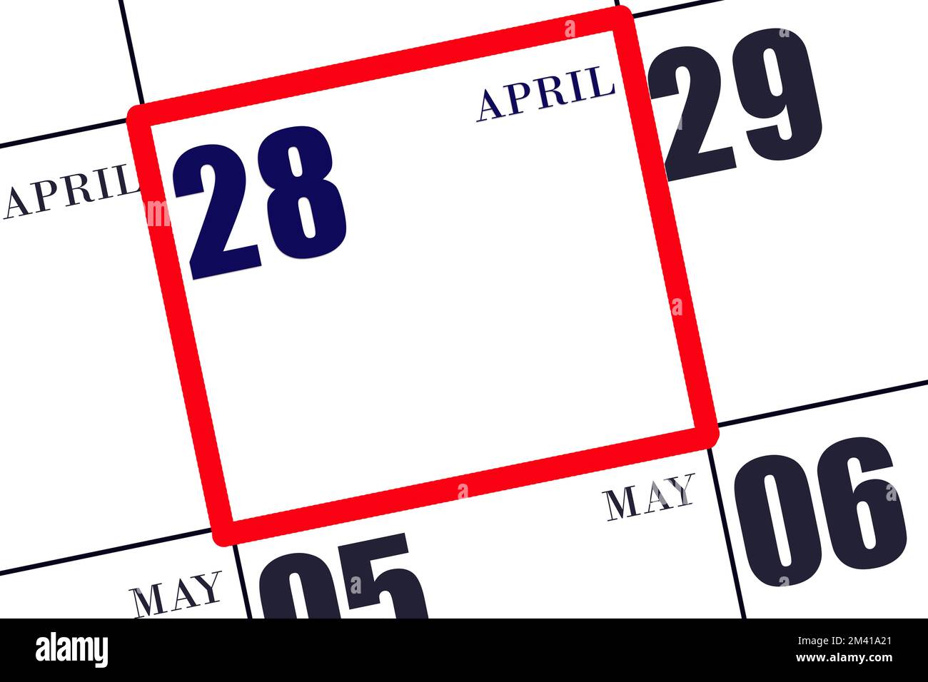 Date 29 April in a frame on the calendar, mockup, copy space. Calendar ...