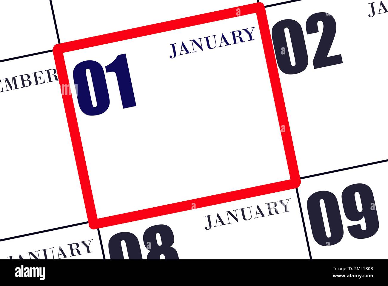 Date 1 January in a frame on the calendar, mockup, copy space. Calendar ...