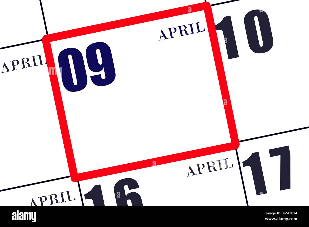 Date 10 April in a frame on the calendar, mockup, copy space. Calendar ...