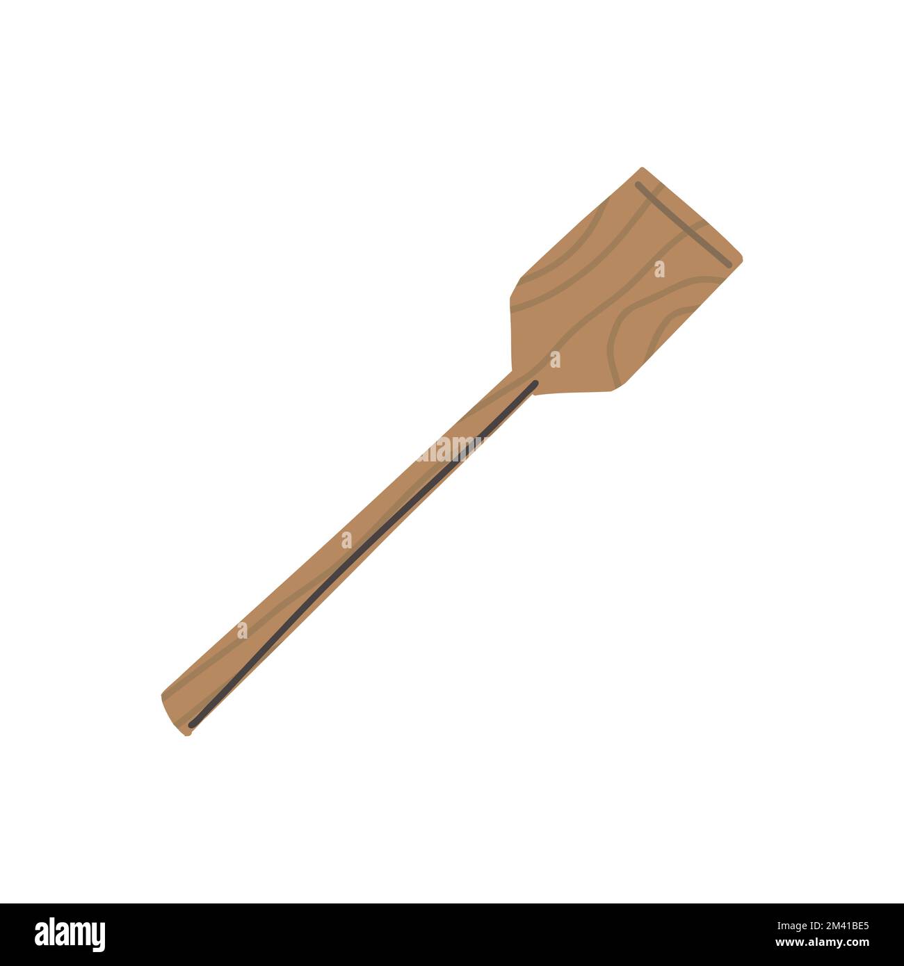 Wooden kitchenware utensil spatula with wood grain texture. Vector hand ...