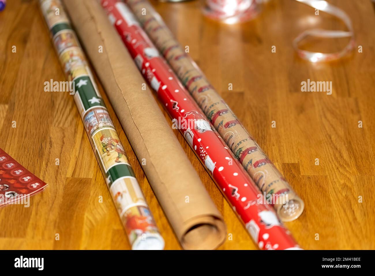 Things you need when wrapping Christmas presents Stock Photo - Alamy