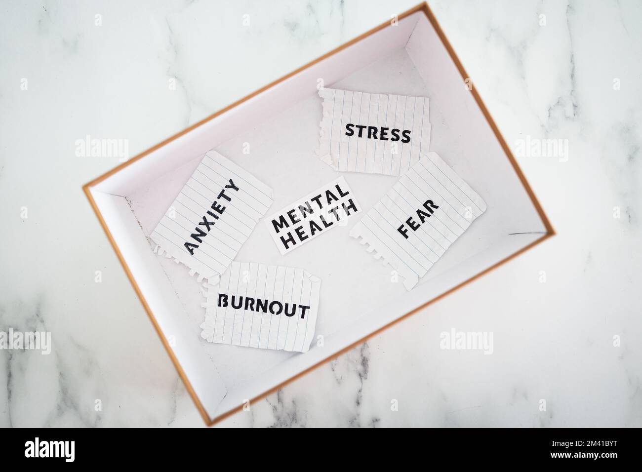 mental health text in box surrounded by anxiety fear stress and burnout ...