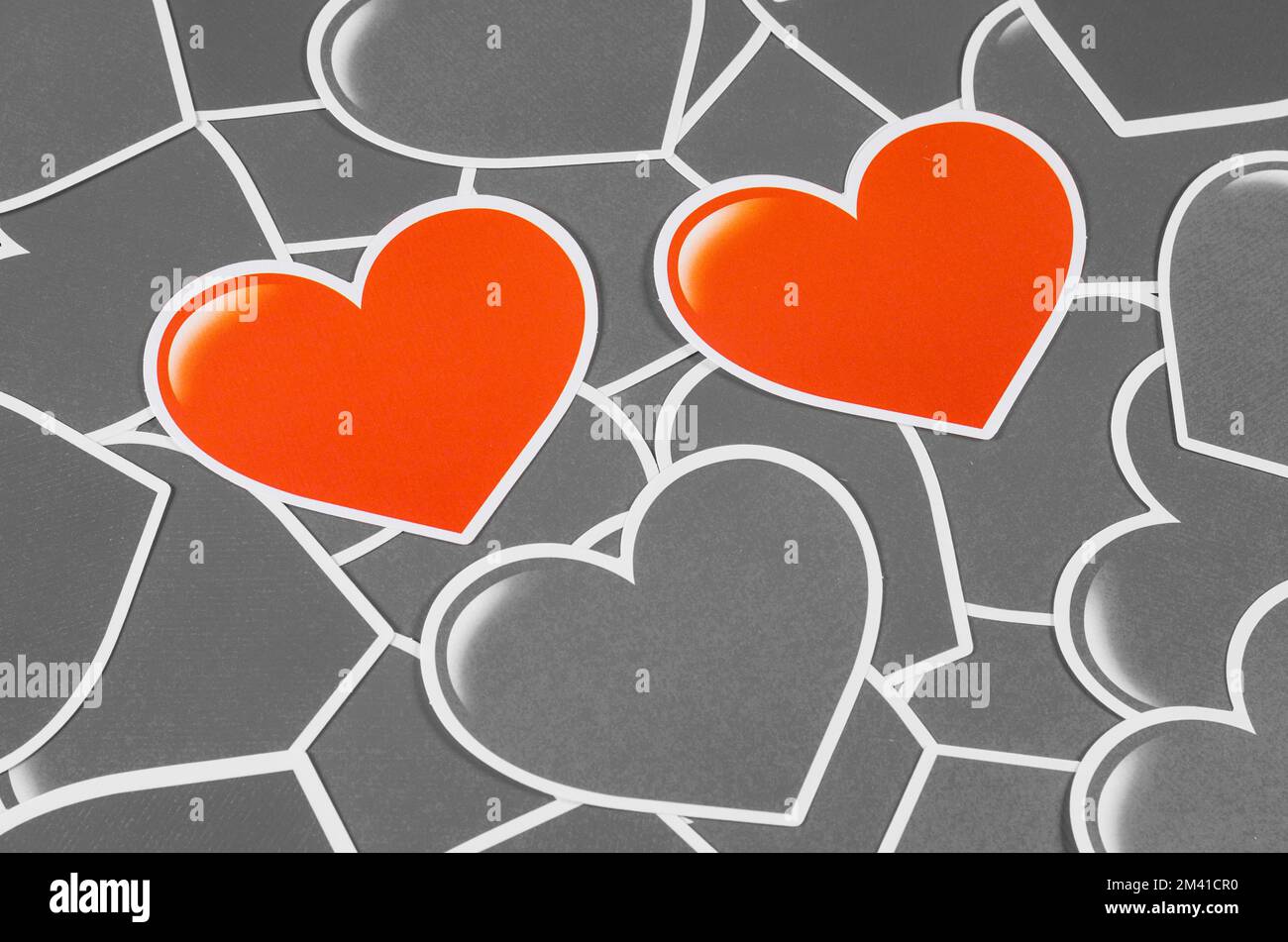 Red paper hearts on black background, valentine day, soul mate ...