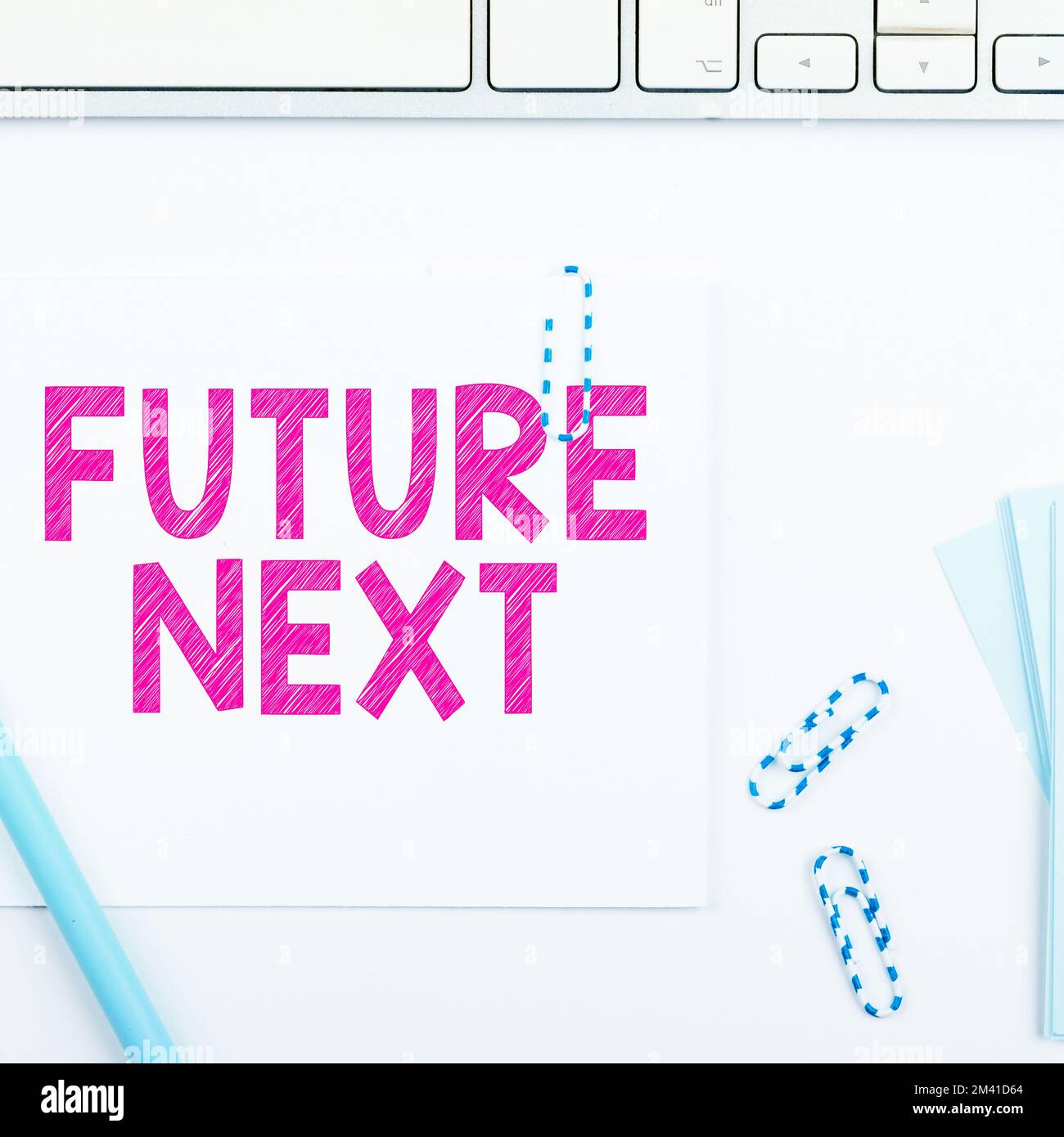 Text caption presenting Future Next. Business idea something expected ...