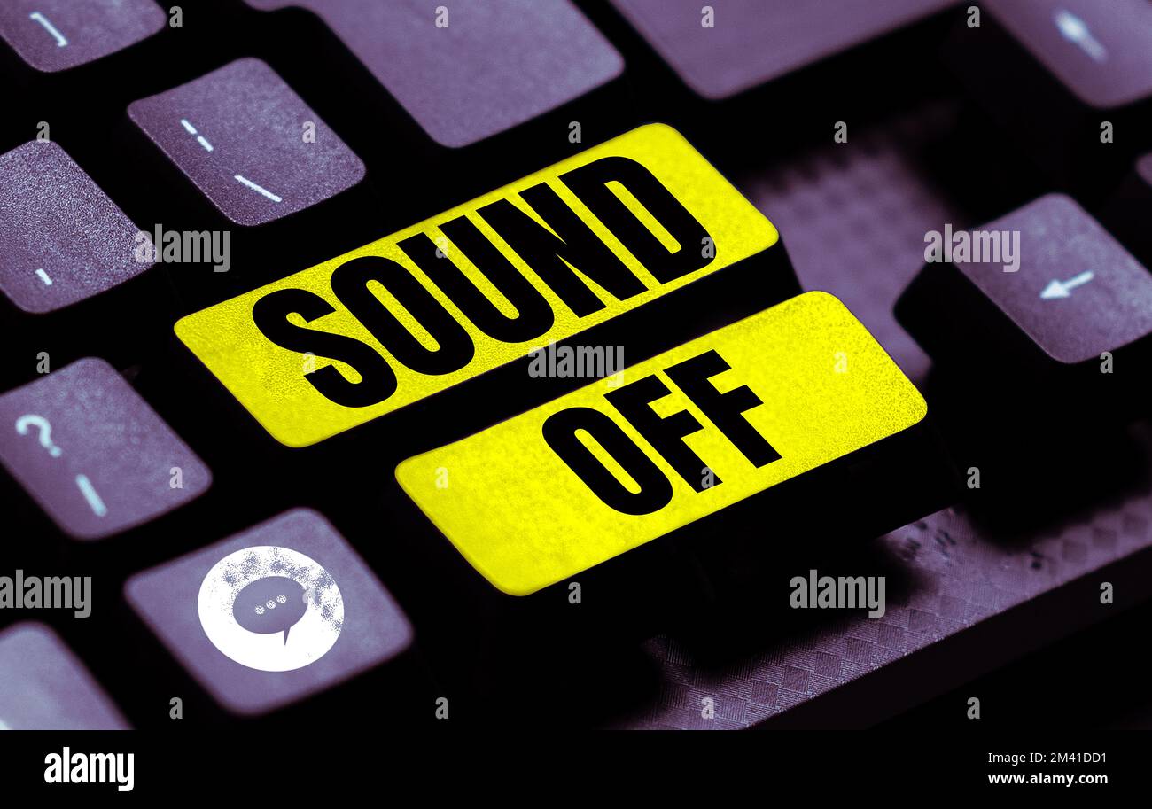 Text caption presenting Sound Off. Business idea To not hear any kind ...