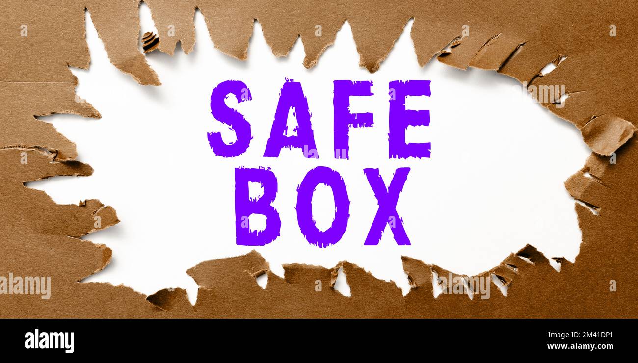 Sign displaying Safe Box. Business overview A small structure where you ...
