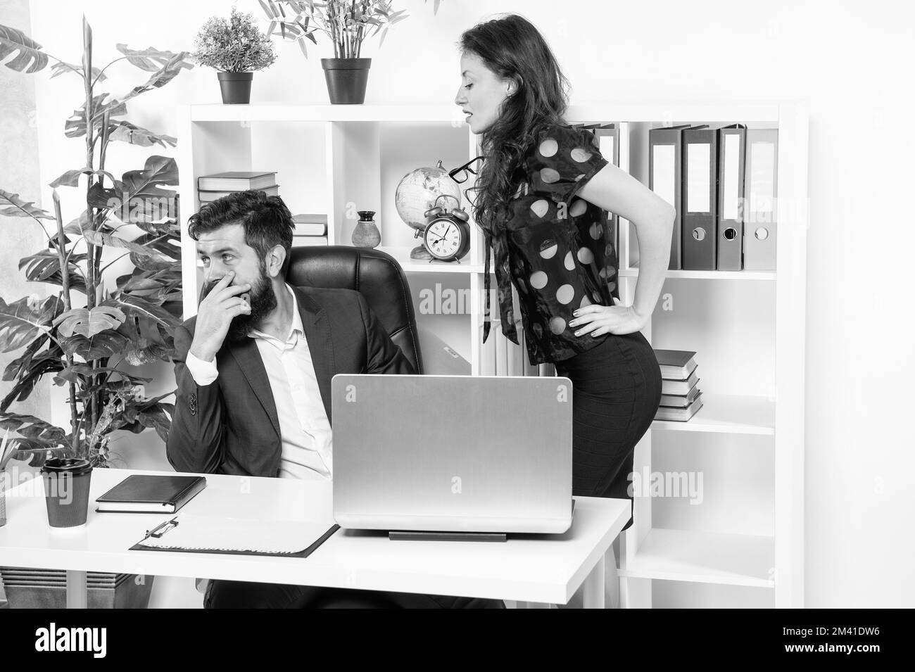 Office manager flirt with boss at workplace, flirting Stock Photo - Alamy