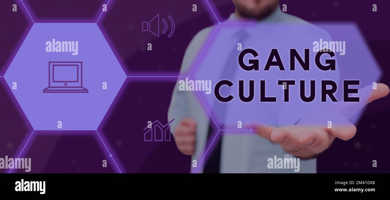 Text sign showing Gang Culture. Concept meaning particular organization of criminals or group of ...