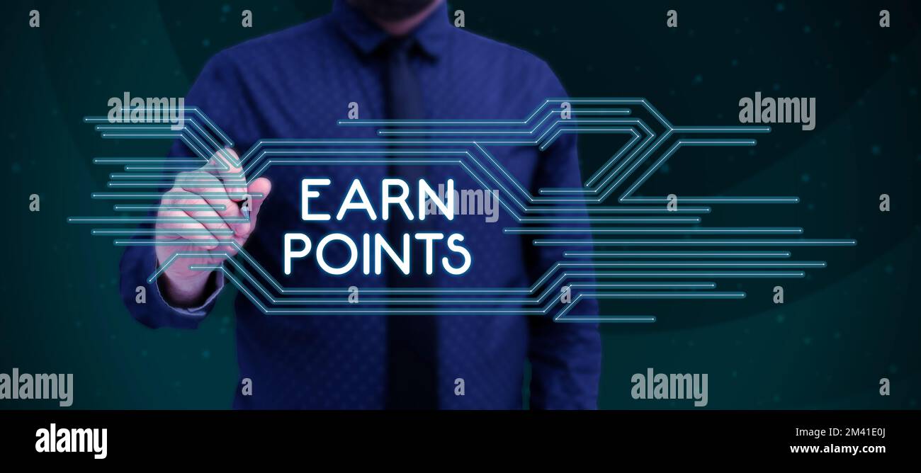 Hand writing sign Earn Points. Business overview to get praise or ...