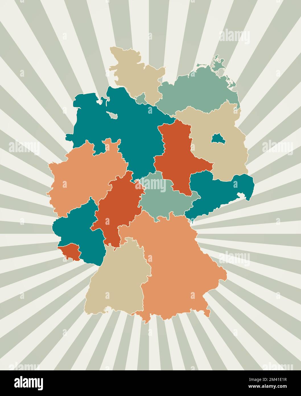 Germany map. Poster with map of the country in retro color palette ...