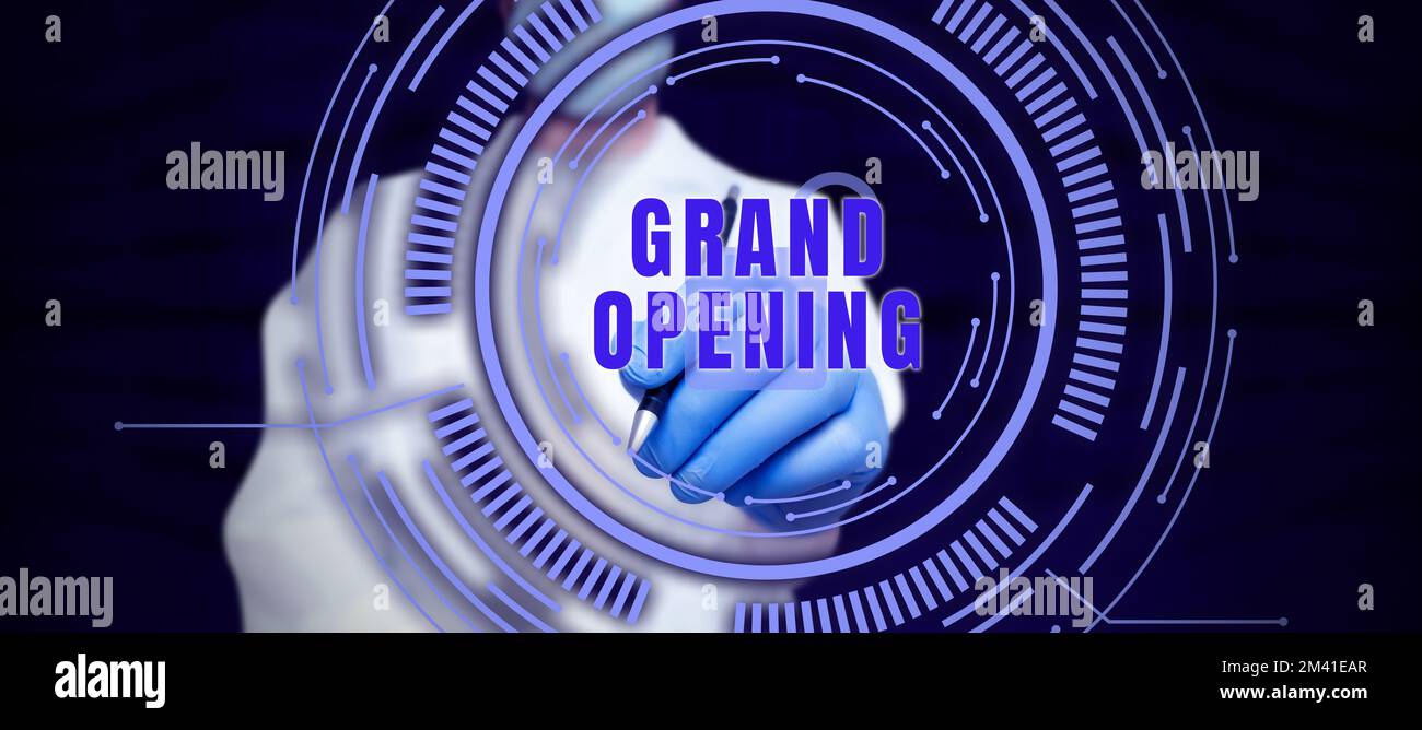 Sign displaying Grand Opening. Business showcase Ribbon Cutting New ...