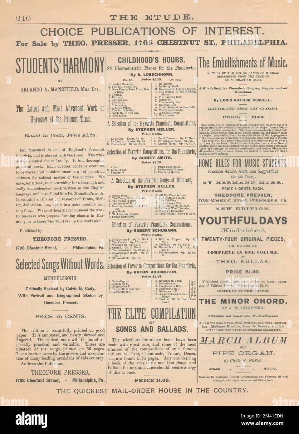 Pages from the 1896 Edition of the ETUDE. Premier publication for music ...