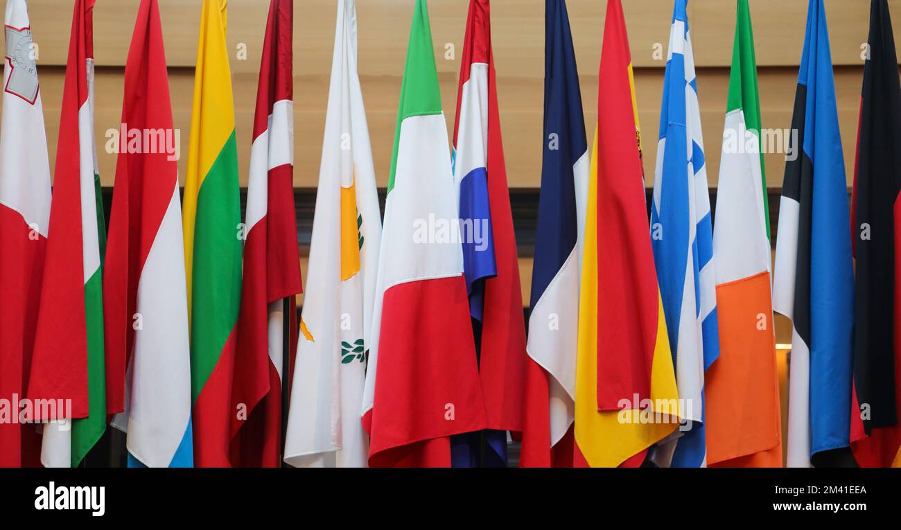 Many flags of Coutries during the international Meeting Stock Photo - Alamy