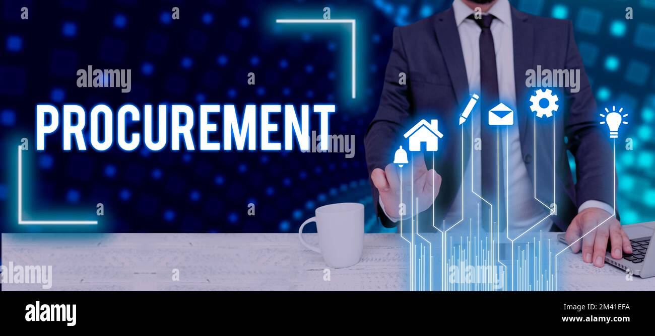 Hand writing sign Procurement. Concept meaning Procuring Purchase of ...