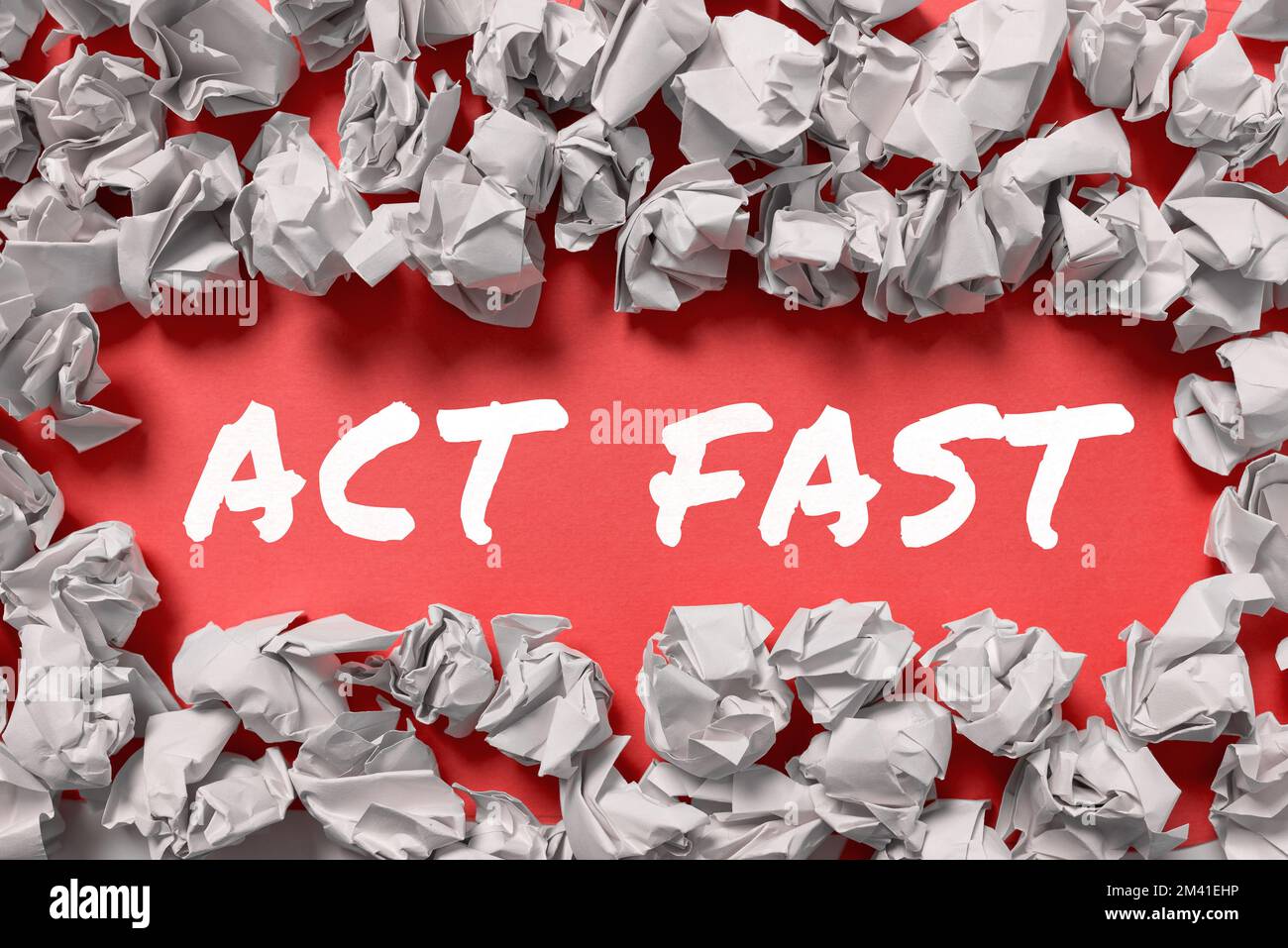 Text caption presenting Act Fast. Business showcase Voluntarily move in ...