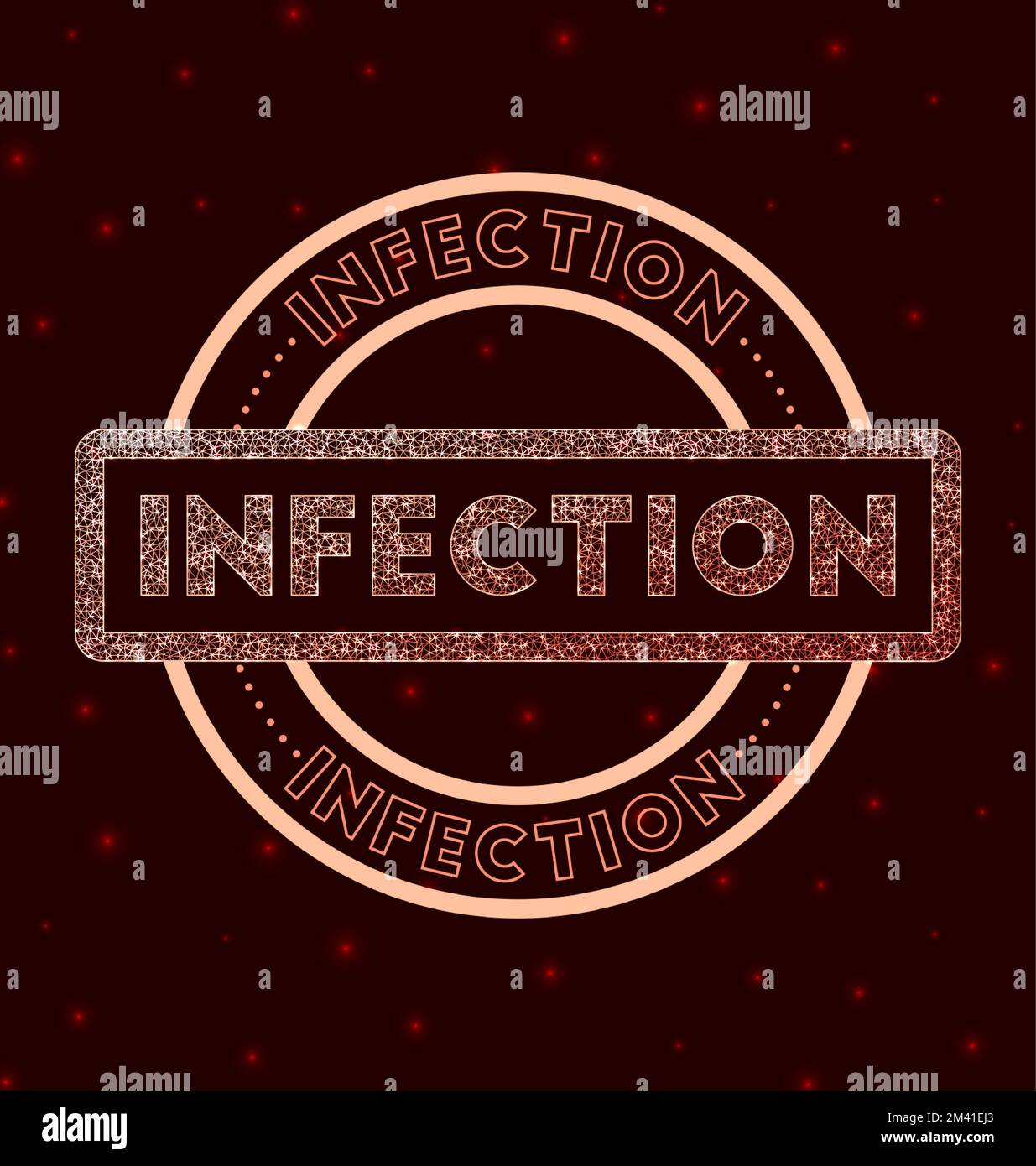 Infection badge. Glowing geometric round infection sign. Vector ...