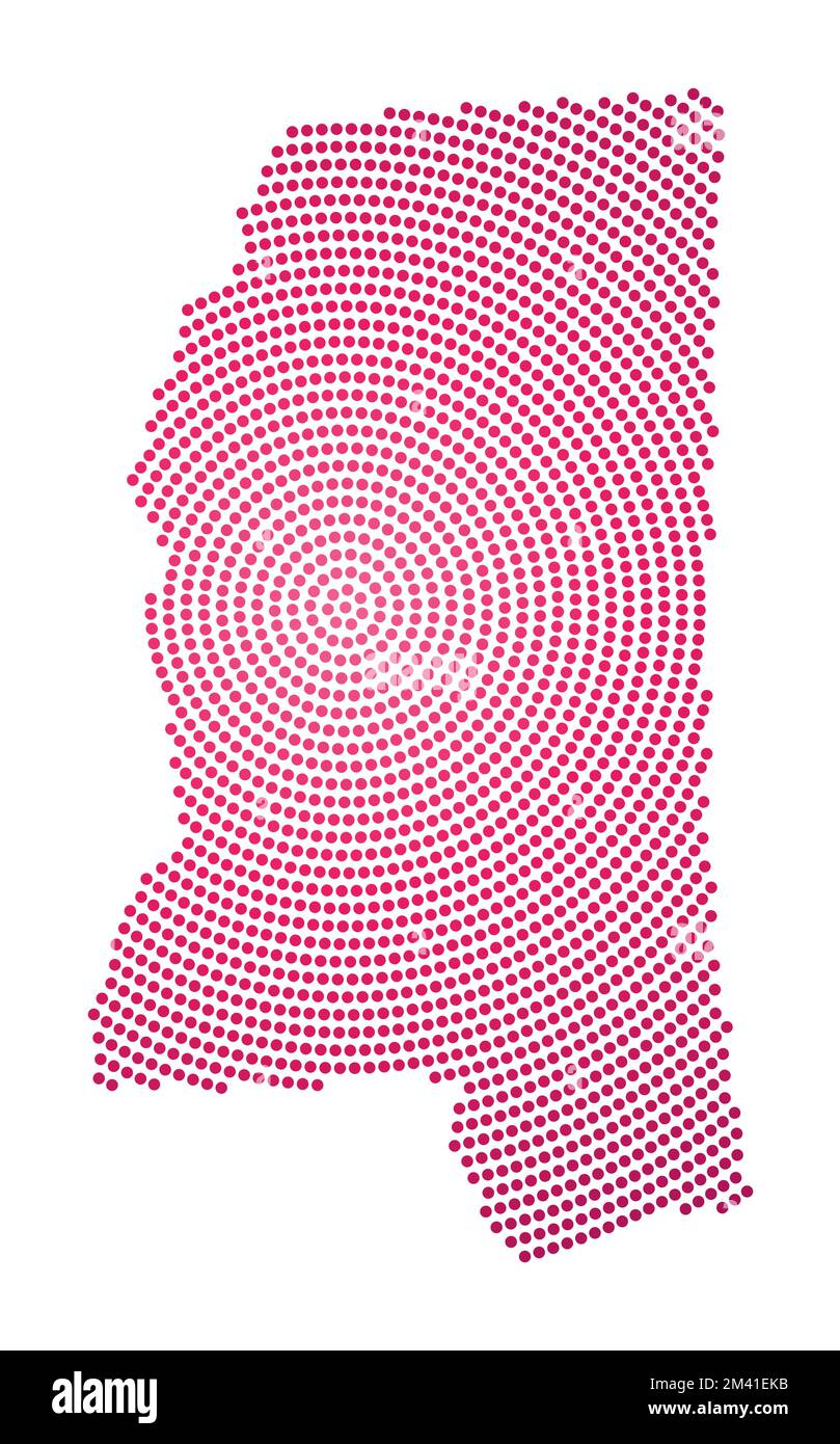 Mississippi dotted map. Digital style shape of Mississippi. Tech icon ...