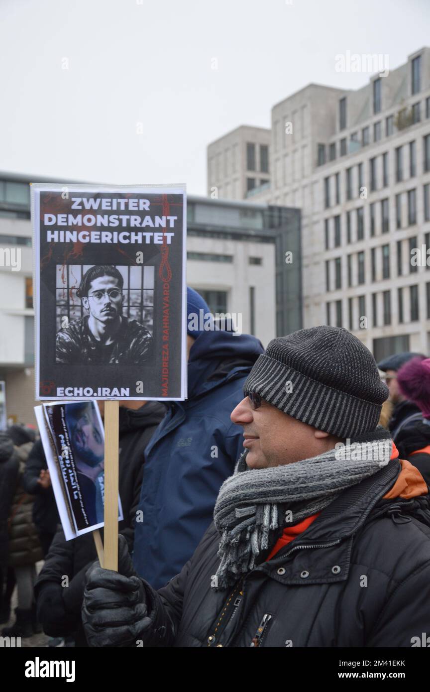 Berlin, Germany - December 17, 2022 - Demonstration at Pariser Platz ...