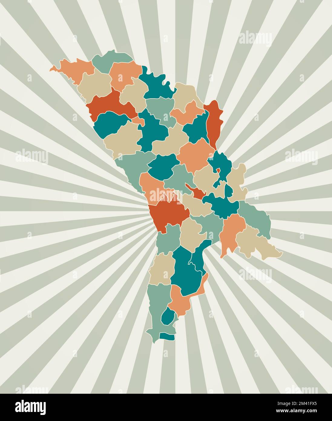 Moldova map. Poster with map of the country in retro color palette ...