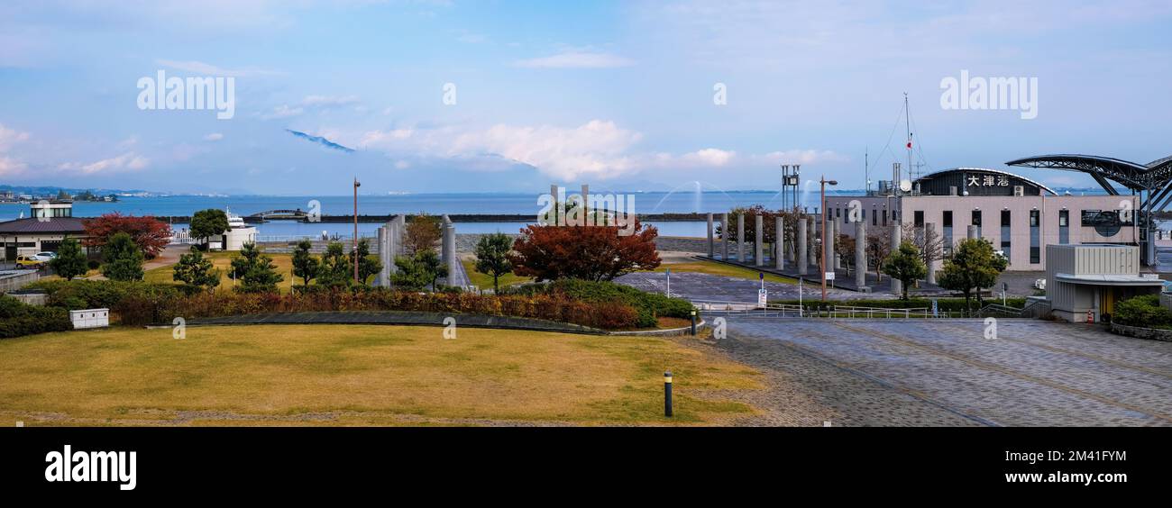 A panoramic view of Otsu port Lake Biwa Japan after rain Stock Photo ...