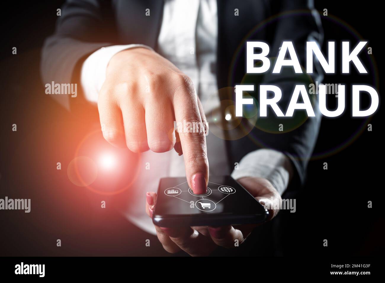 Text caption presenting Bank Fraud. Concept meaning intentional ...