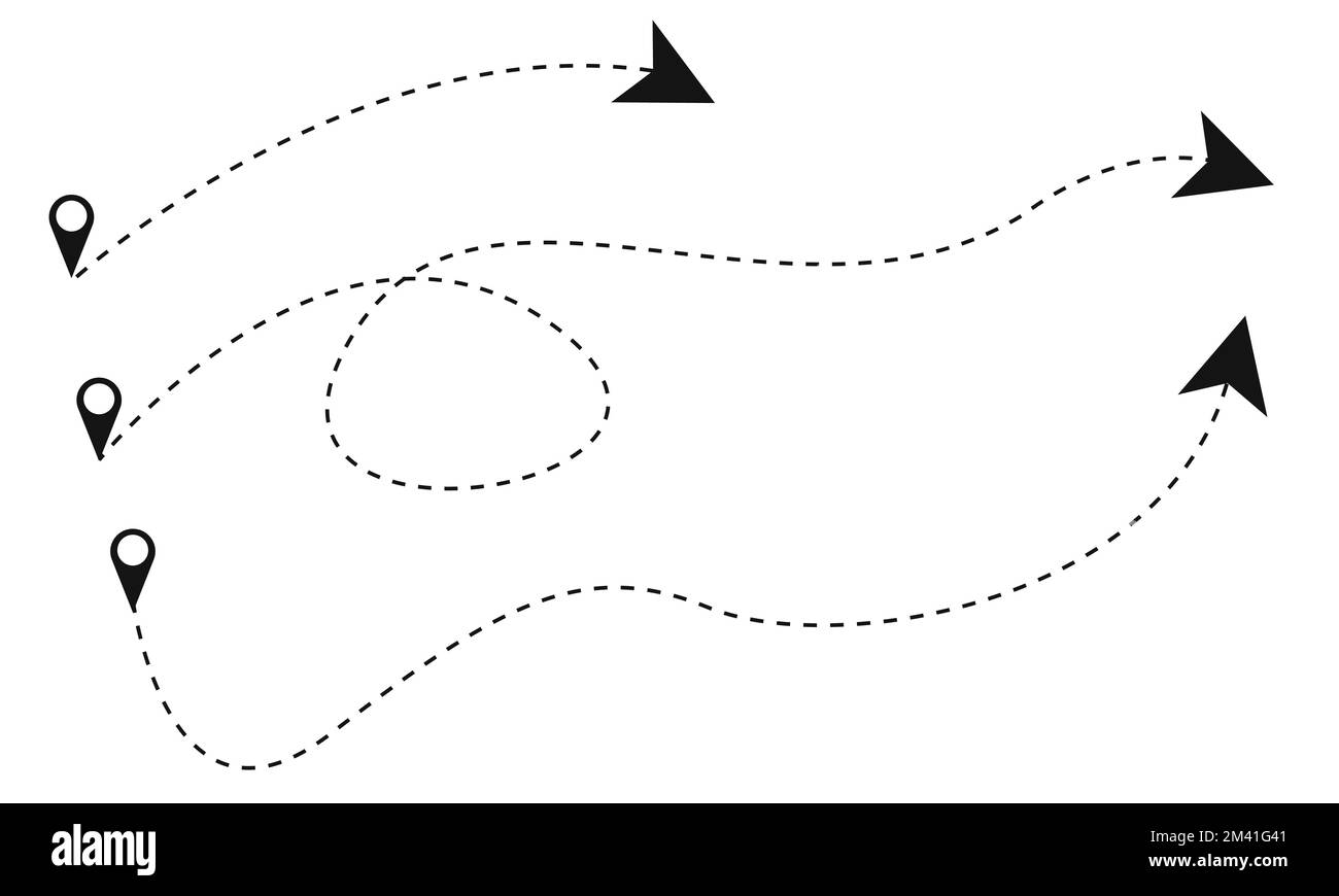 A paper plane path route with start point and dash line trace Stock ...
