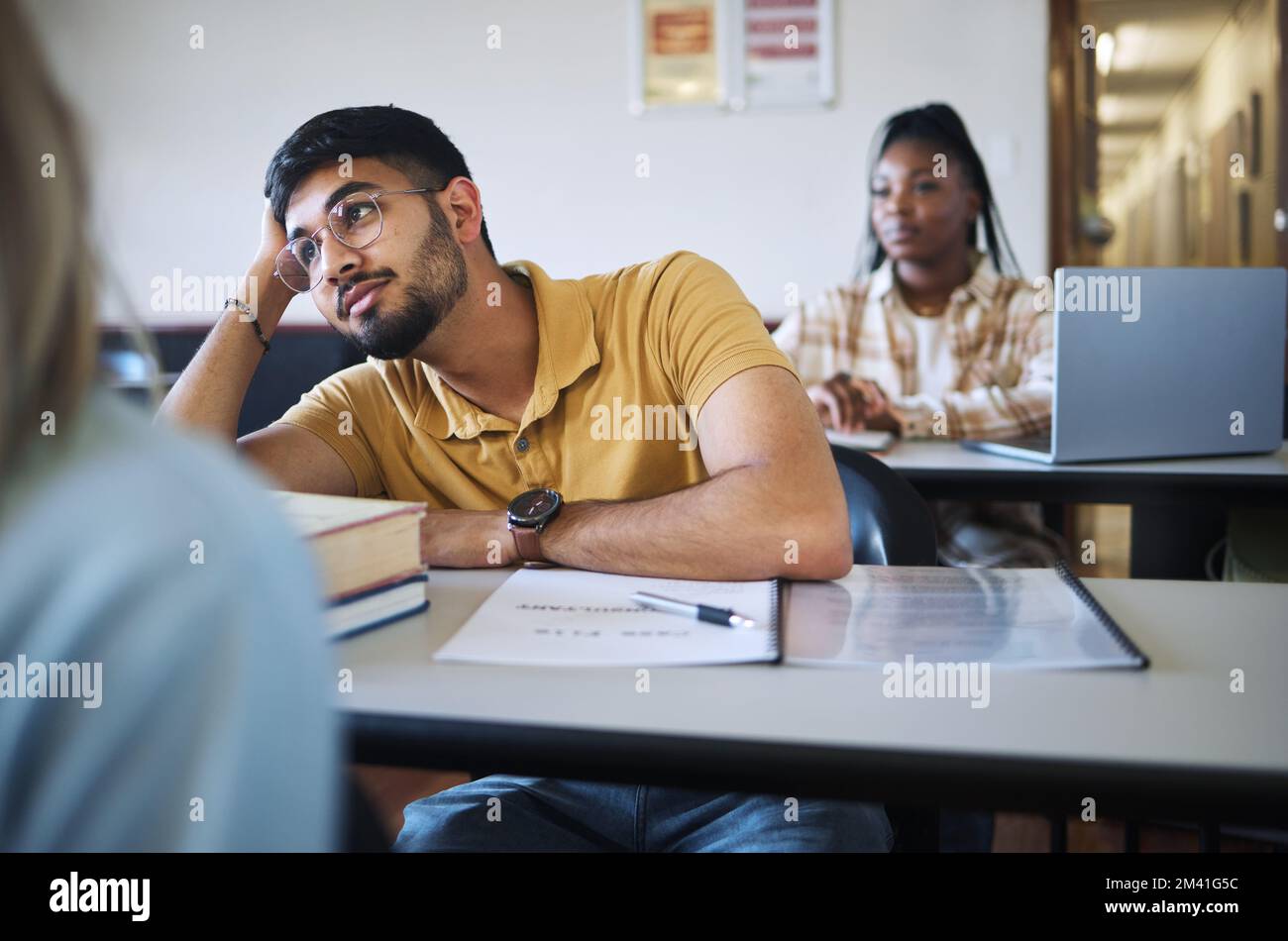 Classroom, learning and students listening to lecture, workshop or ...