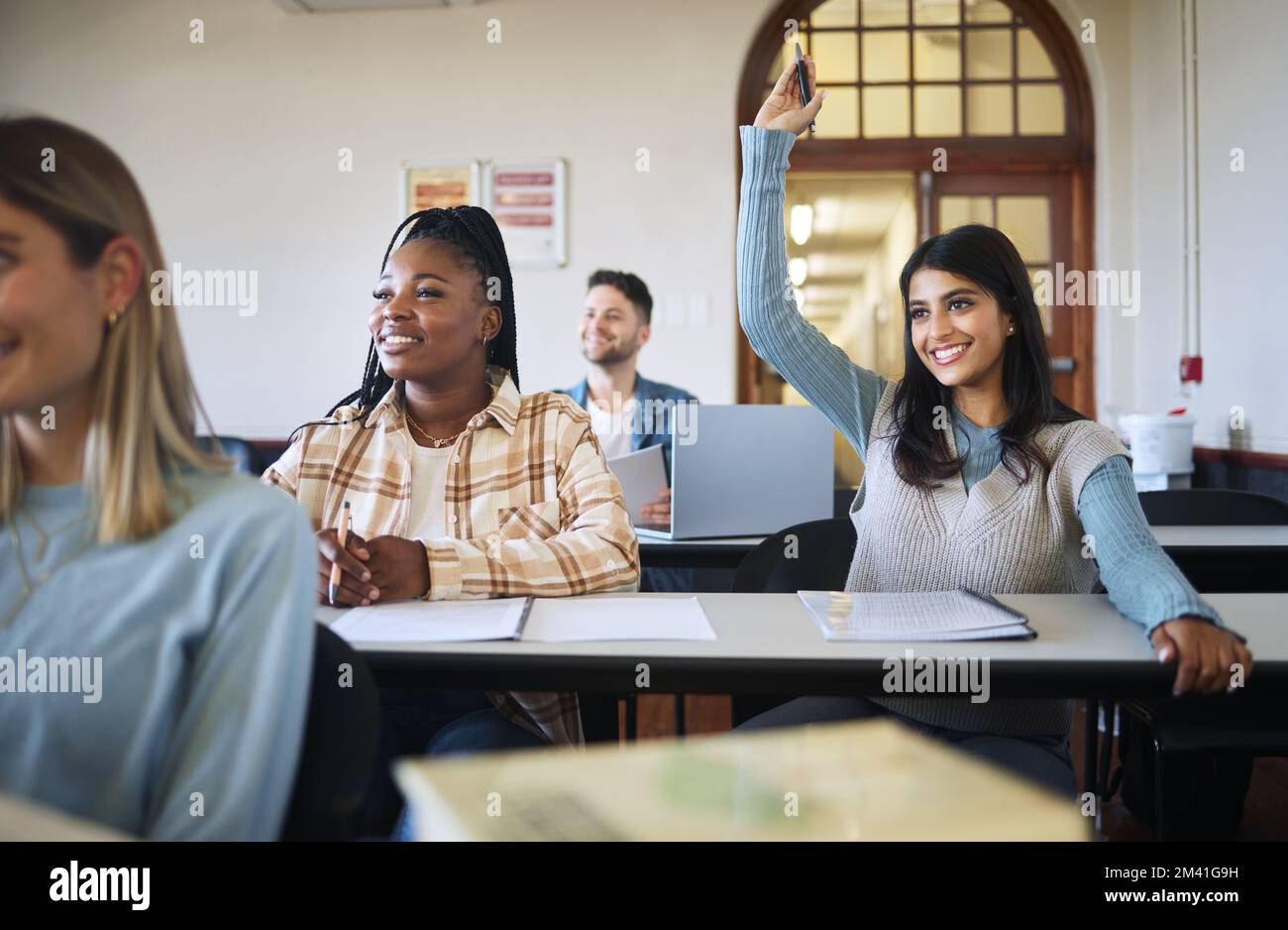 Question, education and learning with a student woman in a university ...