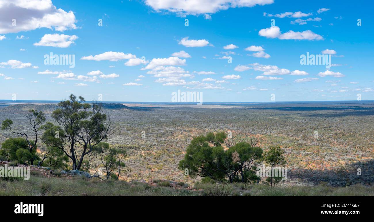 A panoramic view looking north over the outback and Rossmore Station ...