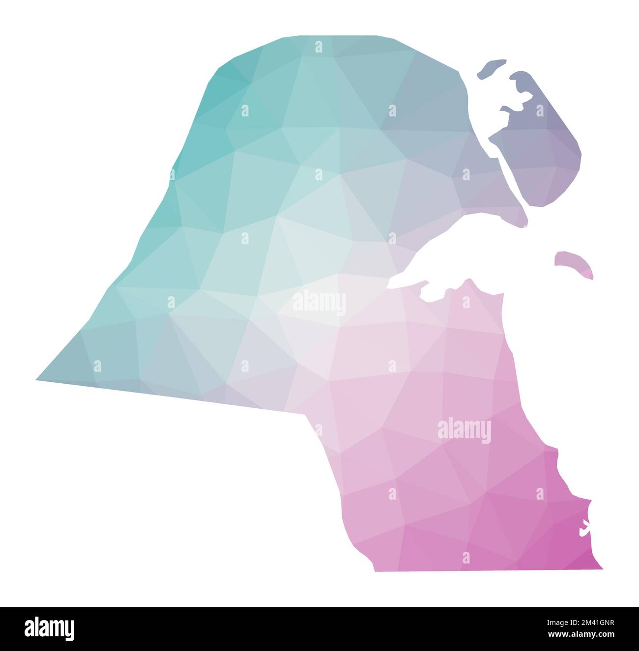 Polygonal map of Kuwait. Geometric illustration of the country in ...